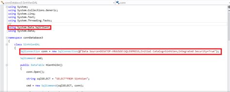 Kết nối cơ sở dữ liệu sql server trong C