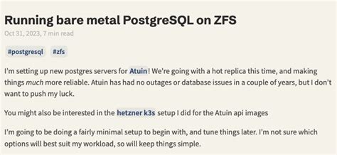Running Bare Metal Postgresql On Zfs