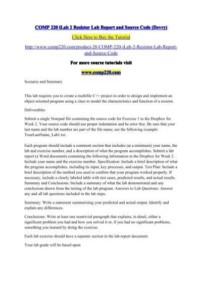 Comp 220 Ilab 2 Resistor Lab Report And Source Code Comp220dotcom