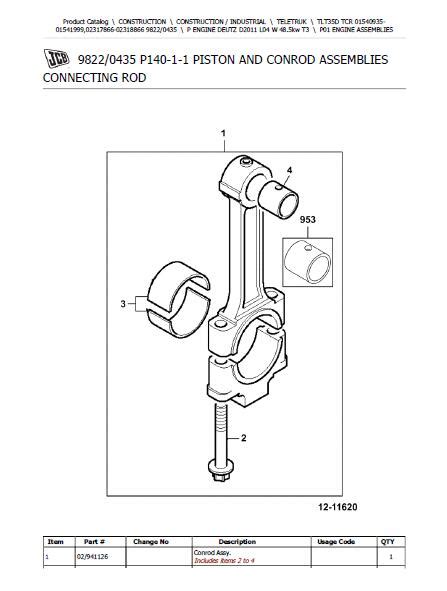 Jcb Tlt35d Tcr Teletruk Parts Catalogue Manual Serial Number 0154093