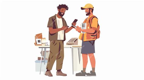 Professional Smiling Technician Assisting Customer With Scanning Process Premium Ai Generated