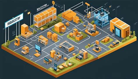 Smart Industry Manufacturing Isometric Flowchart Premium Ai Generated Image