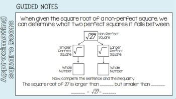 Approximating Square Roots Digital Guided Notes Practice Problems