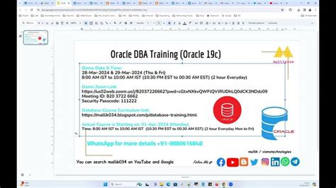 Mallikarjun Ramadurg Oracle Ace On Linkedin Dba Batch 28 Mar 2024 Demo Sessions