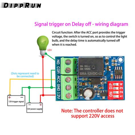 Dipprun V Power On And Off Delay Switch Relay Timer Relay On Off Automotive Digital Delay