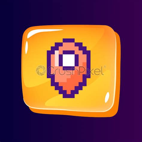 Mark On Map Glossy Ui Button With Pixelated Color Icon Stock Vector