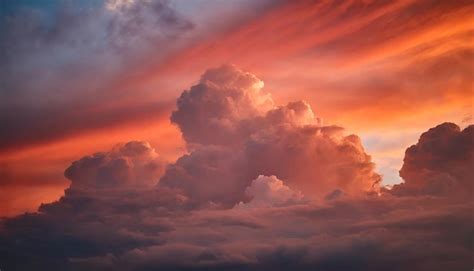 Premium Photo Red Sky With Dark Clouds Creates A Dramatic And Intense