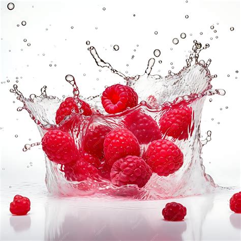 Premium Photo Raspberry And Splash Of Water On White Background