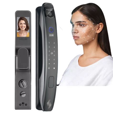Security Face Recognition Smart Door Lock With Camera Fingerprint Wifi Key Ic Card Unlock Black