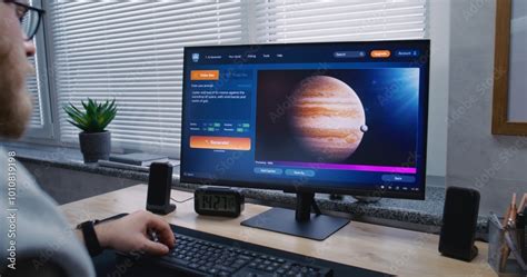 Adult Man Types Prompt In Ai Video Generator App On Computer Pc Screen Shows Artificial