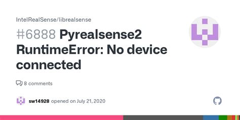 Pyrealsense2 Runtimeerror No Device Connected · Issue 6888