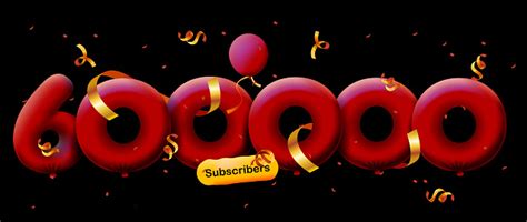 600000 명의 팔로워가있는 배너는 3d 빨간색 풍선과 다채로운 색종이 형태로 감사합니다 소셜 미디어 600k 팔로워 를위한 벡터 일러스트 3d 번호 구독자를 축하하는