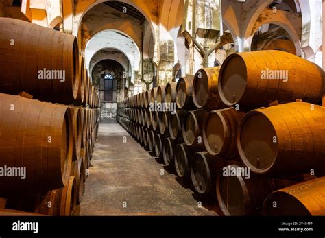 Solera System In Old Bodega Andalusian Wine Cellar Process For Aging