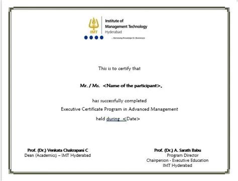 Imt Hyderabad Executive Certificate In Advanced Management Timespro