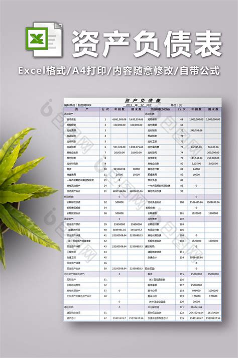 资产负债表excel模板下载 包图网