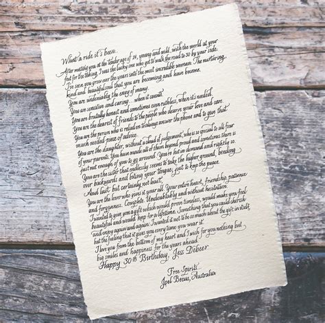 Handwritten Love Letter Custom Calligraphy Service Personalized Love