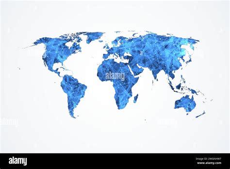 Polygonal World Map Vector With Connections Dots And Lines Global
