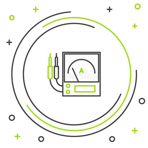 Line Ampere Meter Multimeter Voltmeter Icon Isolated On Blue Background Instruments For