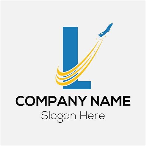 편지 L 템플릿에 여행 로고 L 편지에 여행 로고 초기 여행 기호 개념 템플릿 프리미엄 벡터