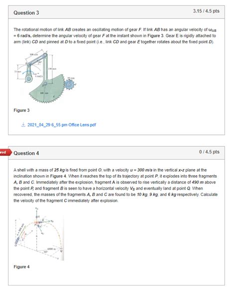 Solved Question 3 3 15 4 5 Pts The Rotational Motion Of Link