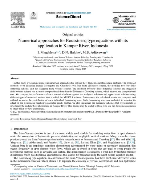 Numerical Approaches For Boussinesq Type Equations 2024 Mathematics And Com Pdf Finite