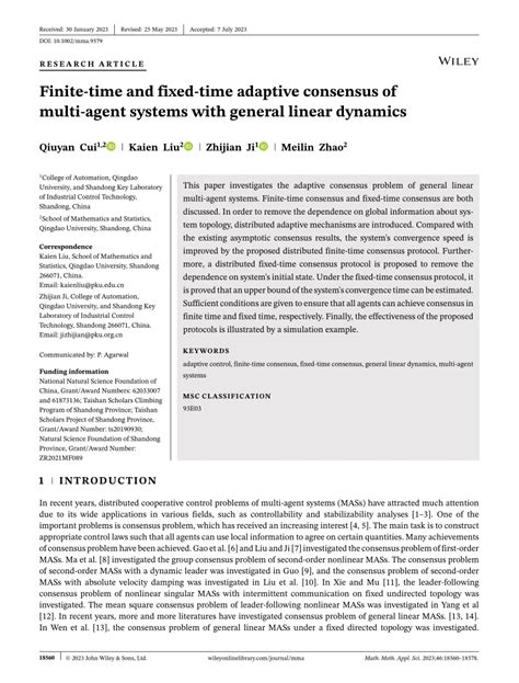 Finite‐time And Fixed‐time Adaptive Consensus Of Multi‐agent Systems With General Linear Dynamics