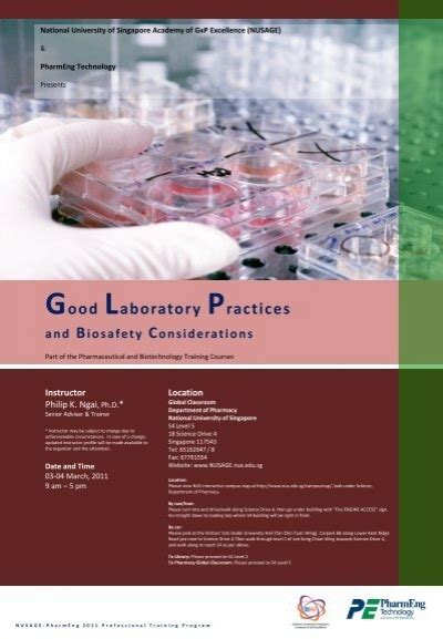 Good Laboratory Practices And Biosafety Considerations Nusage