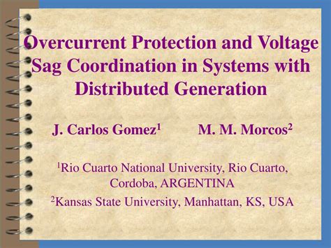 Ppt Overcurrent Protection And Voltage Sag Coordination In Systems
