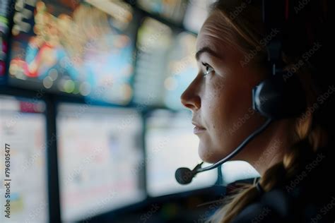 Cybersecurity Analyst In Security Operations Center Monitors Network Traffic For Threats