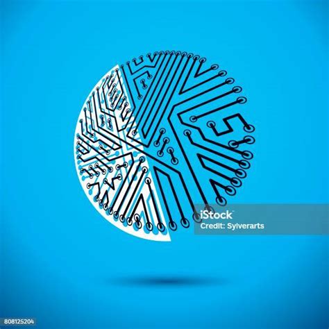 벡터 추상적인 컴퓨터 회로 보드 그림 연결 된 원형 기술 요소 전자 테마 웹 디자인입니다 0명에 대한 스톡 벡터 아트 및 기타