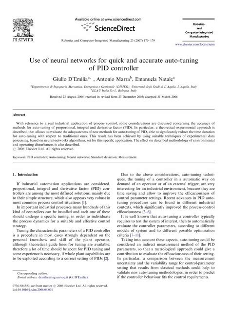 Pdf Use Of Neural Networks For Quick And Accurate Auto Tuning Of Pid