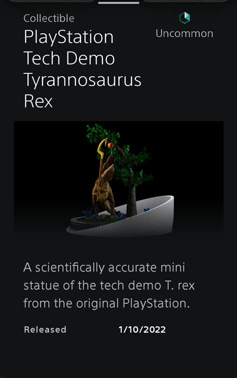 PS S T Rex Tech Demo Is A PlayStation Stars Digital Collectable This