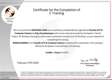 Anviksha Jain On Linkedin Iitbombay Clanguage Certification