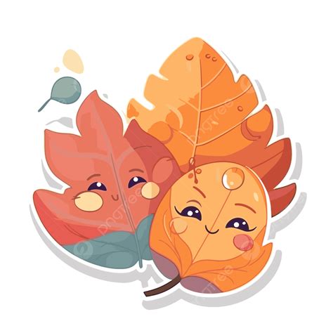 빗방울이 있는 커플 캐릭터의 단풍 클립 아트 벡터 만화 귀여운 단풍이 고립 된 스티커 디자인 상표 Png 일러스트 및 벡터 에 대한 무료 다운로드 Pngtree