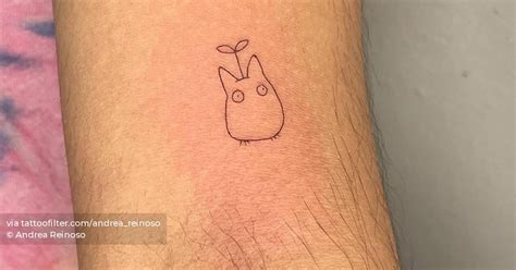 Minimalistic Chibi Totoro Tattoo Located On The Bicep