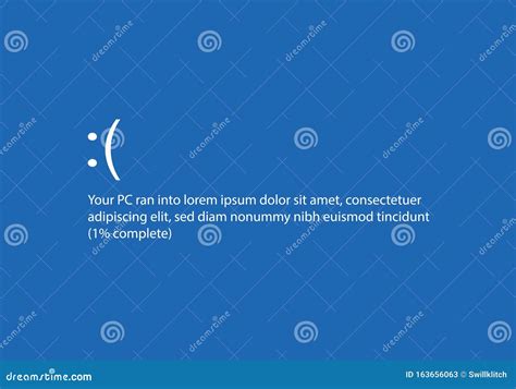Blue Screen With Operating System Error Message Stock Vector Illustration Of Broken Fail