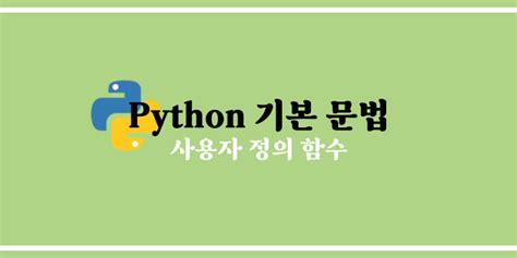 Python 기본 문법사용자 정의 함수