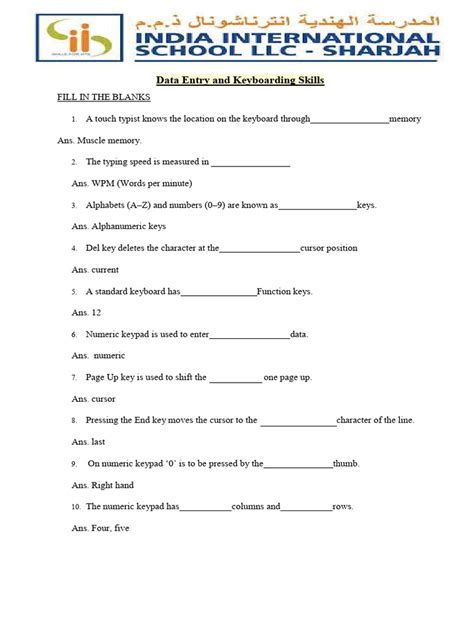 Grd 9 Dataandkeyboarding Skills Unit 2 Notes Pdf Computer Keyboard Inputoutput