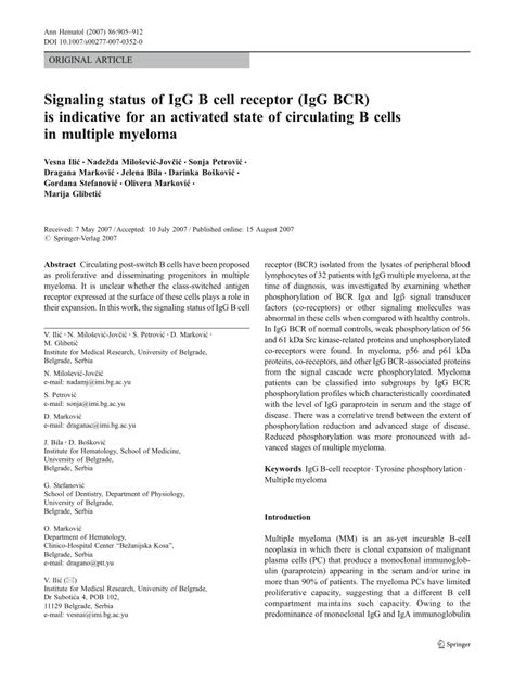 Pdf Signaling Status Of Igg B Cell Receptor Igg Bcr Is Indicative