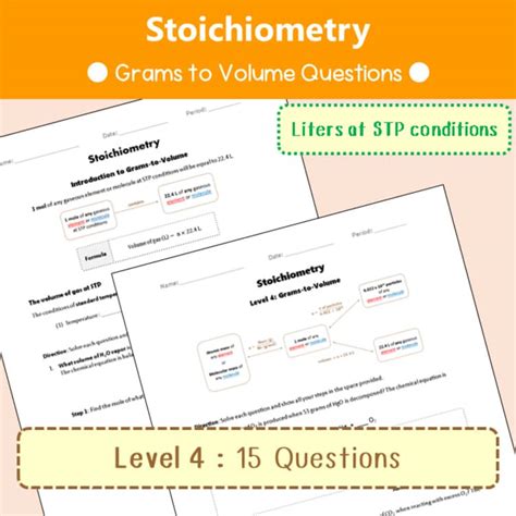 Stoichiometry Grams To Volume Liters At Stp Engaging Conversion Practice