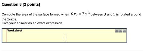 solved question 8 [2 ﻿points]compute the area of the surface