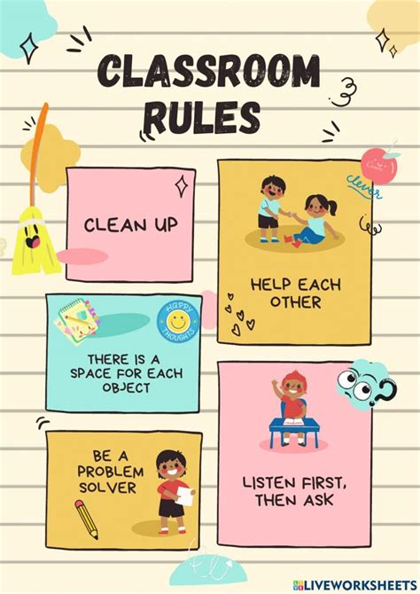 Classroom Rules Interactive Worksheet For 4th Classroom Rules Classroom Rules Poster Rules