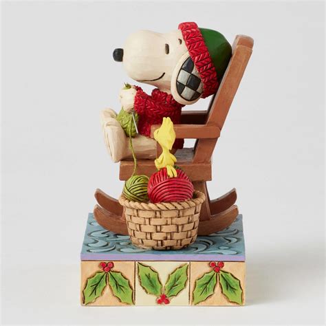 Snoopy Woodstock Rocking Chair Knitting Christmas Figurine 5 Tall