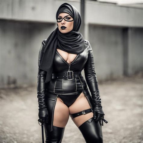 Curvy Dominatrix Woman In Leather And Headscarf By Simpson84412 On