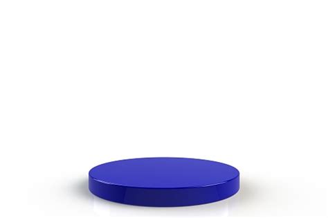 흰색 배경에 격리 된 둥근 파란색 무대 연단 개념 그림입니다 흰색에 시상식에 대한 축제 연단 장면 제품 프레젠테이션용 파란색 받침대 3d 렌더링 3차원 형태에 대한 스톡