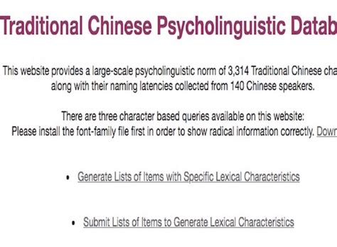The Psycholinguistic Database For Traditional Chinese Character Naming