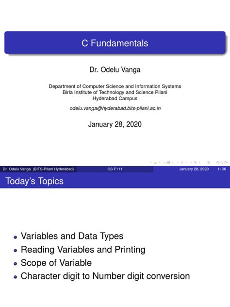 Lect07 C Fundamentals Pdf Pdf Variable Computer Science Notation