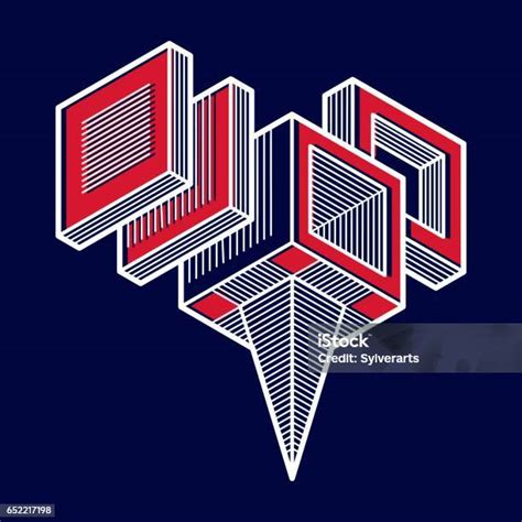 Desain 3d Bentuk Kubus Dimensi Vektor Abstrak Ilustrasi Stok Unduh