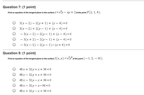Solved Find An Equation Of The Tangent Plane To The Surface
