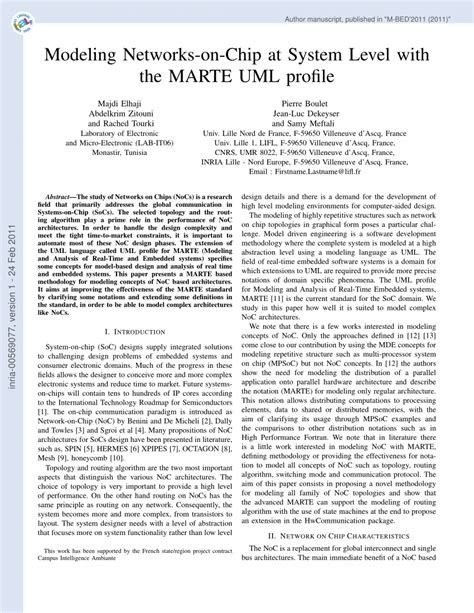Pdf Modeling Networks On Chip At System Level With The Marte Uml Profile